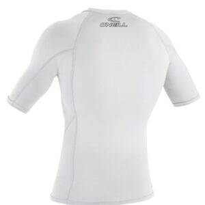 O'Neill Wetsuits Men's Basic Skins UPF 50+ Short Sleeve Rash Guard, White, Large