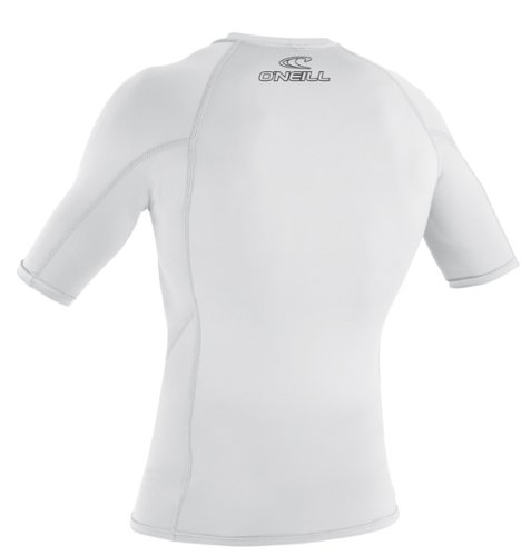 O'Neill Wetsuits Men's Basic Skins UPF 50+ Short Sleeve Rash Guard, White, Large