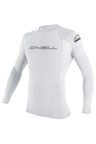 O'Neill Wetsuits Men's Basic Skins UPF 50+ Long Sleeve Rash Guard, White, XL