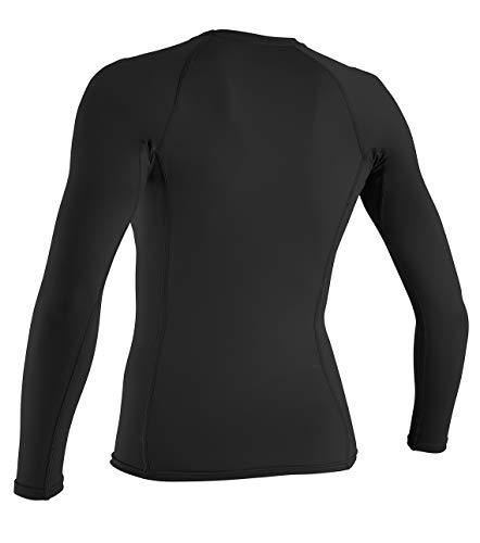 O'Neill UV Sun Protection Womens Basic Skins Long Sleeve Crew Sun Shirt Rash Guard, Black, Medium