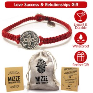 Women's 7" Red Macrame Love Bracelet with Sterling Silver Love Coin Charm Amulet - Sturdy & Elegant gift for Mom, Romantic Gift for Girlfriend or Lover