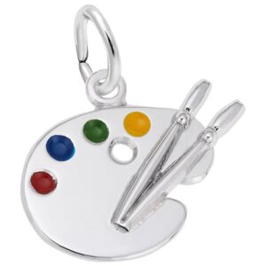 artist palette charm in sterling silver, charms for bracelets and necklaces