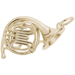 french horn charm in 14k yellow gold, charms for bracelets and necklaces