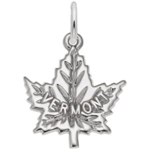 vermont maple leaf charm in sterling silver, charms for bracelets and necklaces