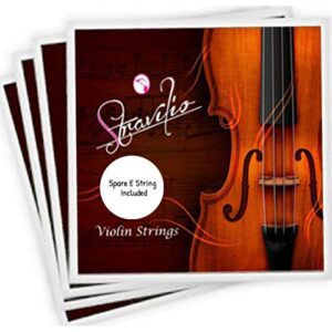 Top Race 4/4 & 3/4 Violin Strings Replacement - Bronze Violin Strings Full Set (G-D-A-E) - Violin String w/Ball Ends - Long-Lasting Silver-Wound Steel Strings - Warm Tone, Flexible - For All Levels