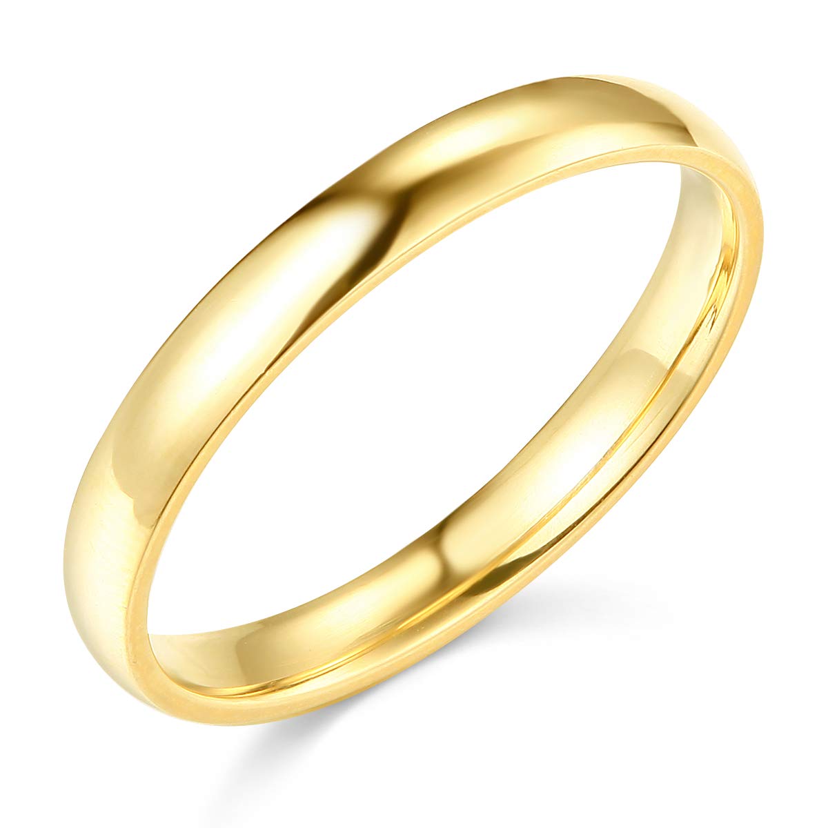 14k Yellow Gold 3mm SOLID Plain Wedding Band - Size 11