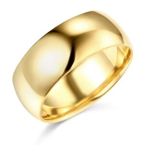 14k yellow gold 8mm solid plain wedding band - size 7