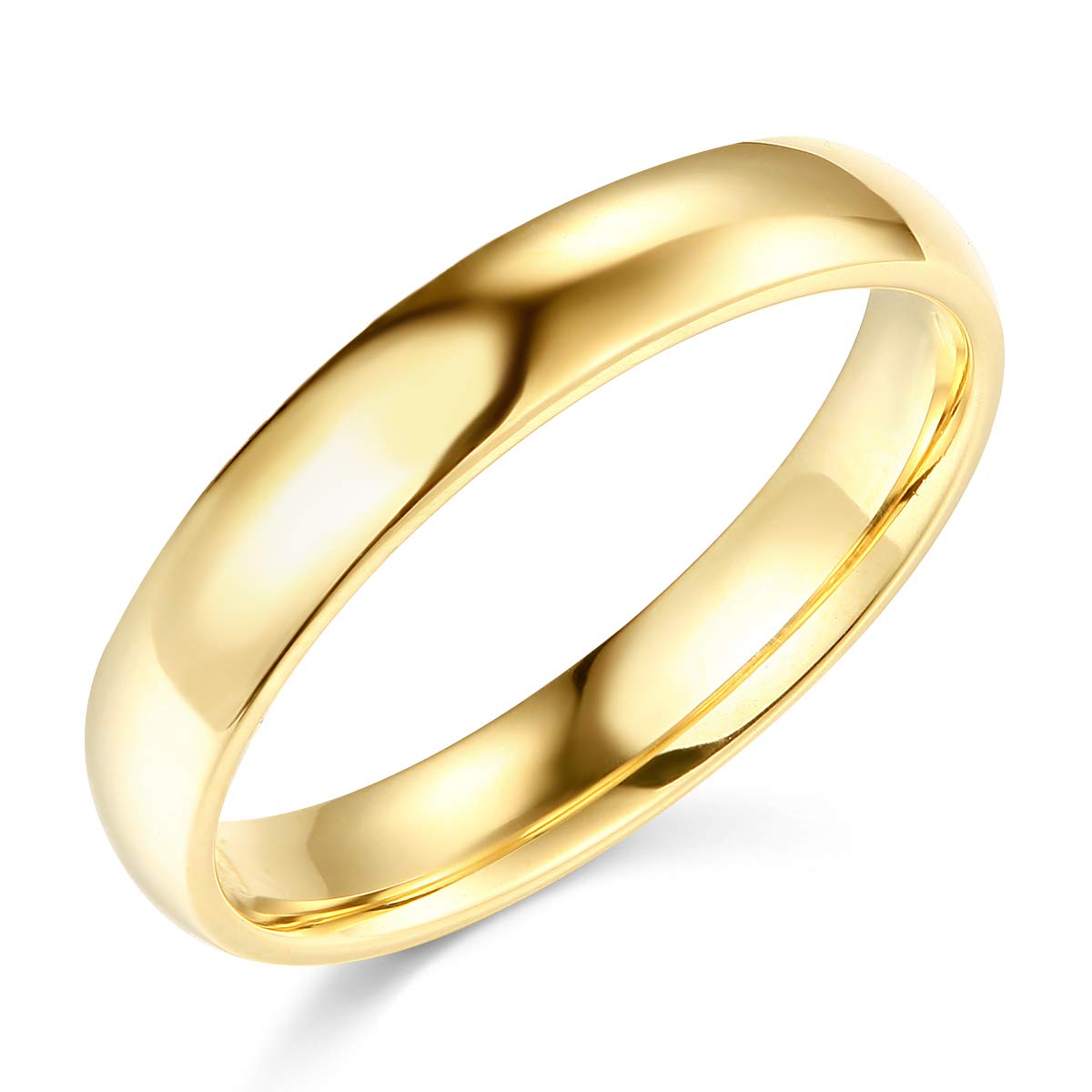 14k Yellow Gold 4mm SOLID Plain Wedding Band - Size 8