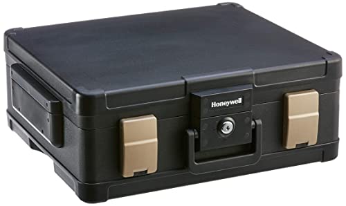 Honeywell Safes & Door Locks - Portable Safe Box Chest for Home - Fireproof Safe & Waterproof Protection Document Box with Key Lock for Personal Items, Money Safe, Jewelry - 0.39 CU, Black - 1104