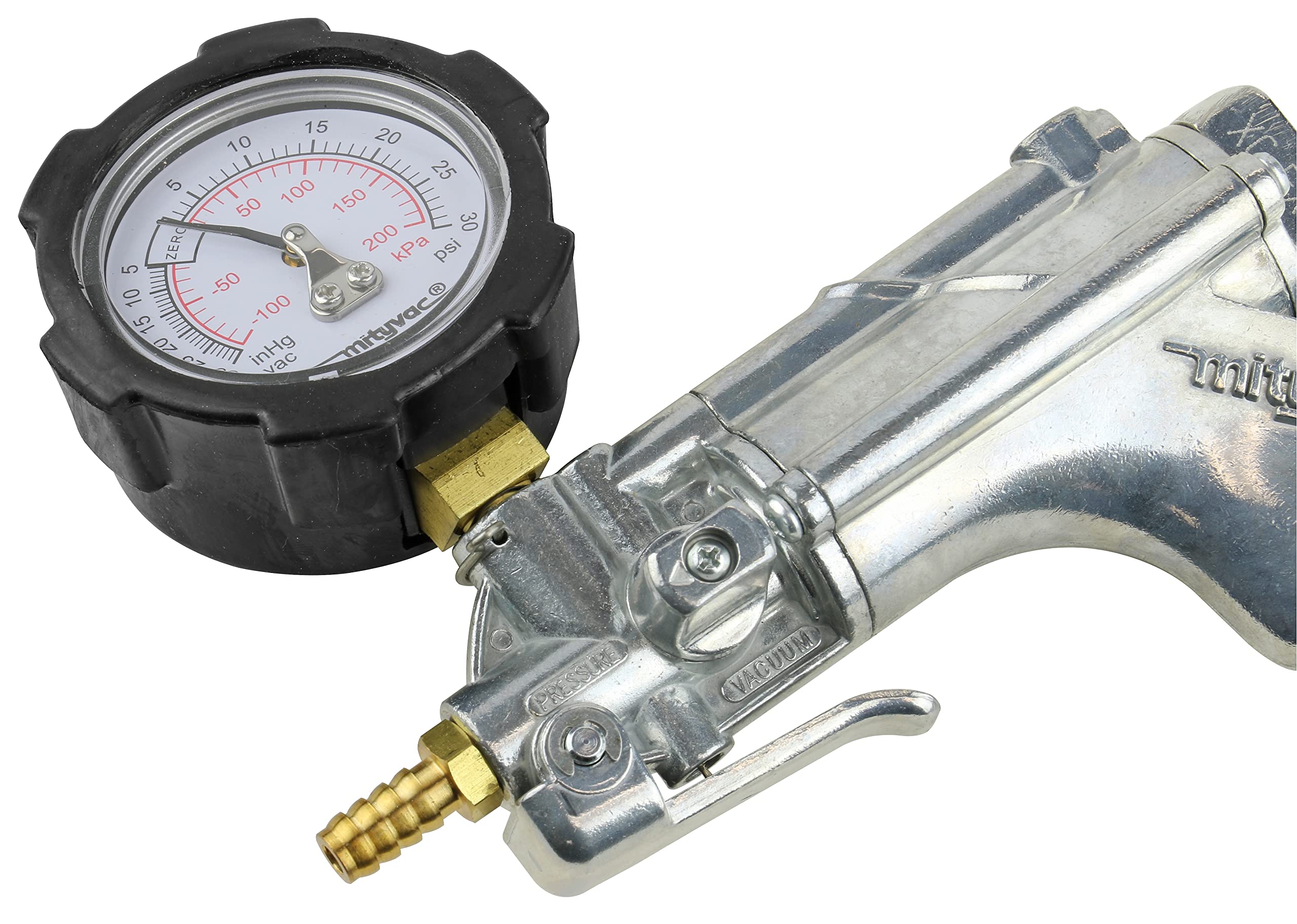 Mityvac MV8510 Silverline Elite Brake and Clutch Vacuum/Pressure Hand Pump for Performance Diagnostics, Brake Bleeding, Fluid Transfer, Evacuation, Windshield Repair, 2" Compound Gauge, Dual Converter