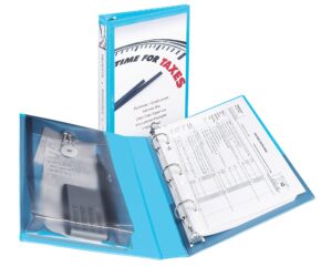 avery mini protect and store view 3 ring binder, 1 inch round rings, 1 light blue binder (23014)