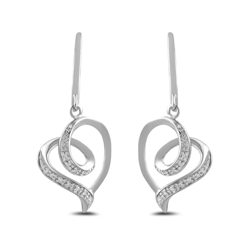 Amazon Essentials Sterling Silver Diamond Accent Heart Earrings (previously Amazon Collection)