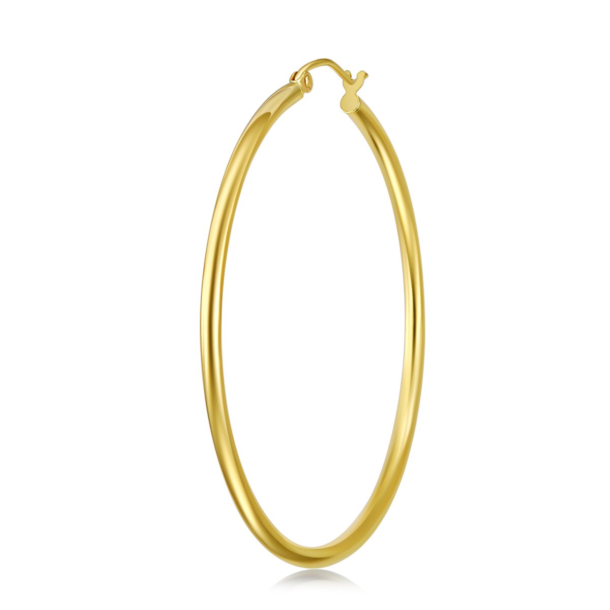 14k REAL Yellow Gold 2mm Thickness Hinged Hoop Earrings (45 x 45 mm)