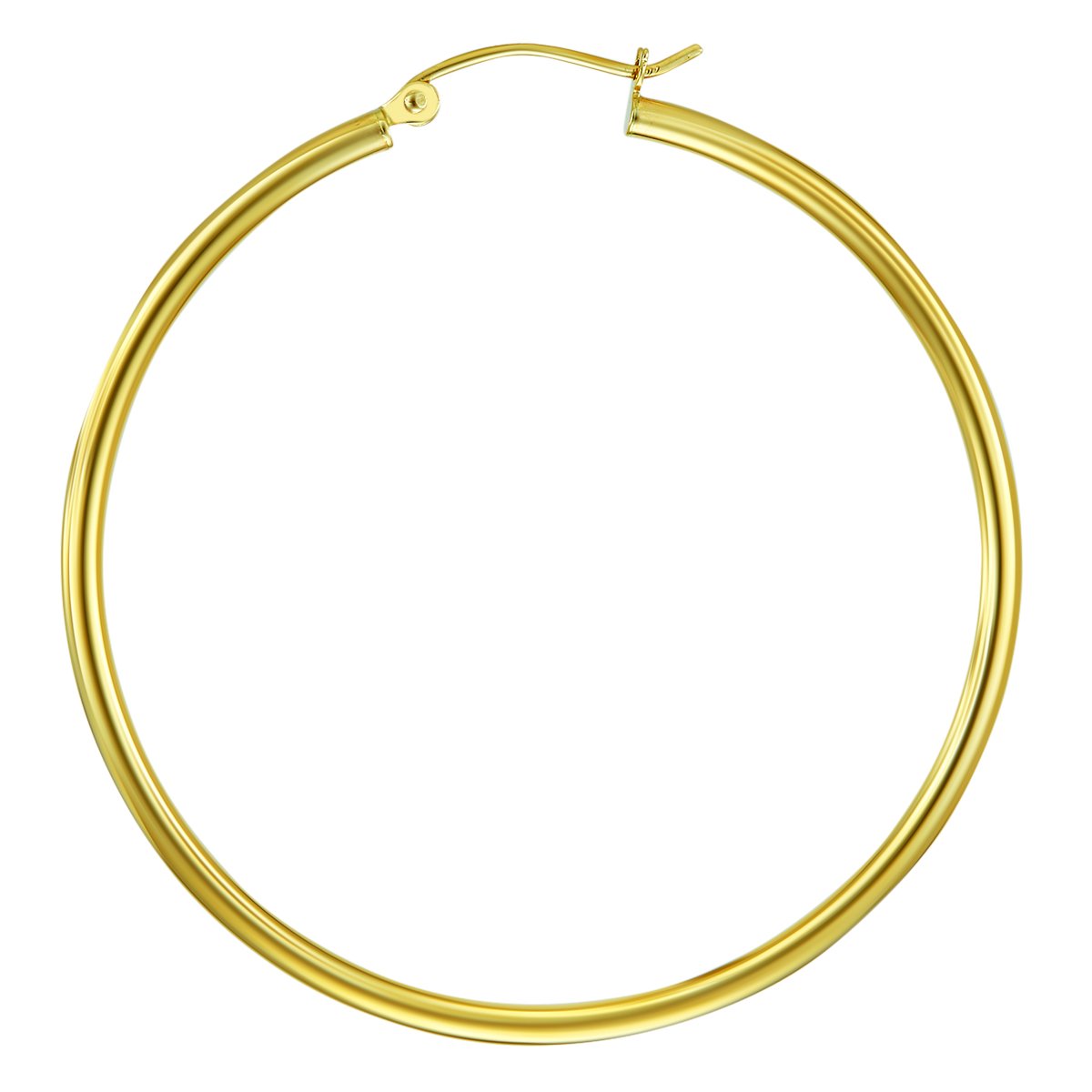 14k REAL Yellow Gold 2mm Thickness Hinged Hoop Earrings (45 x 45 mm)