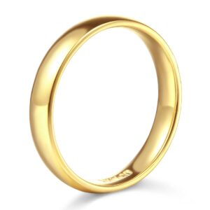 14k Yellow Gold 4mm SOLID COMFORT FIT Plain Wedding Band - Size 8.5