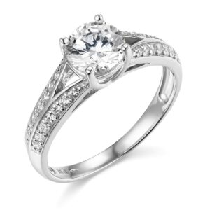 14k white gold solid wedding engagement ring - size 4