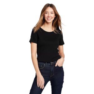 eddie bauer women's favorite short-sleeve crewneck t-shirt, black, medium