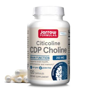 jarrow formulas cdp choline capsules, 250 mg dietary supplement for memory and brain health, 120 veggie capsules, 60-120 day supply