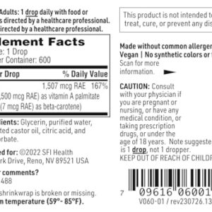 Klaire Labs Micellized Vitamin A Liquid 5000 IU VIT A Per Drop - Vitamin A Palmitate & Beta Carotene Drops - Eye & Immune Support - Hypoallergenic Bioavailable Liquid Supplement (1 oz / 600 Servings)