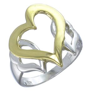 VIR JEWELS Three Hearts Fashion Ring for Women in Yellow Gold Plated over .925 Sterling Silver Size 9