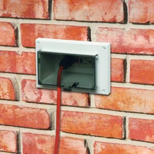 Arlington DHB1BRC-1 Low Profile IN BOX Electrical Box with Adapter Sleeve for New Brick Construction, 1-Gang, Horizontal, Clear Cover/Brown Box