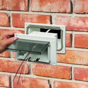 Arlington DHB1BRC-1 Low Profile IN BOX Electrical Box with Adapter Sleeve for New Brick Construction, 1-Gang, Horizontal, Clear Cover/Brown Box