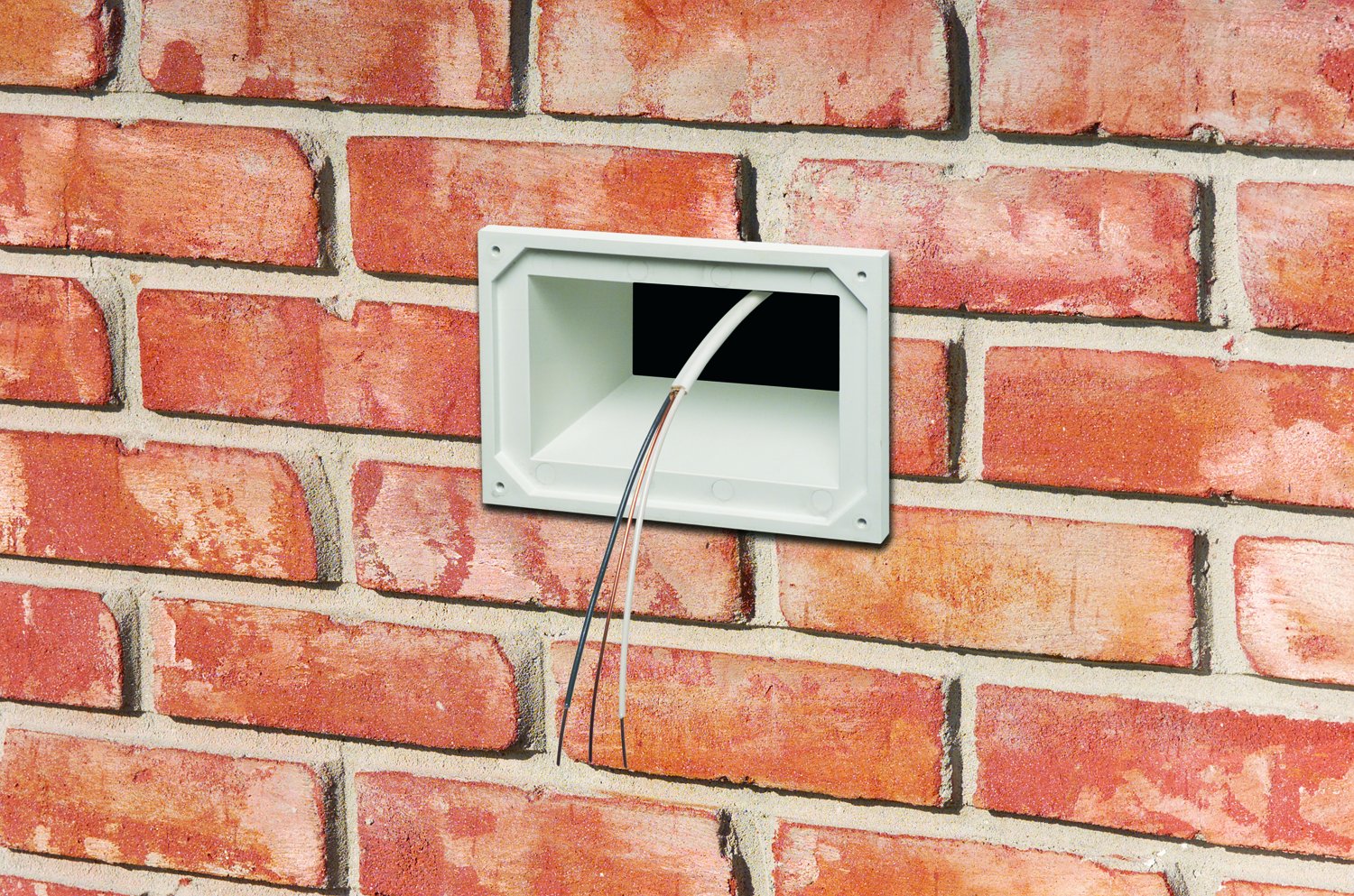 Arlington DHB1BRC-1 Low Profile IN BOX Electrical Box with Adapter Sleeve for New Brick Construction, 1-Gang, Horizontal, Clear Cover/Brown Box