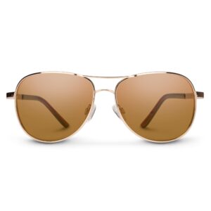 Suncloud Aviator Polarized Sunglasses – 100% UV Protection – Comfortable Fit, Trendy Design – for Men & Women – Gold + Polarized Brown Lenses