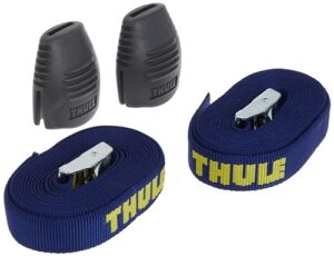 thule load straps - secure steel cam-action buckle with protective bumper - heavy-duty uv resistant nylon webbing - sold in pairs - kayak, canoe, surfboard tie down