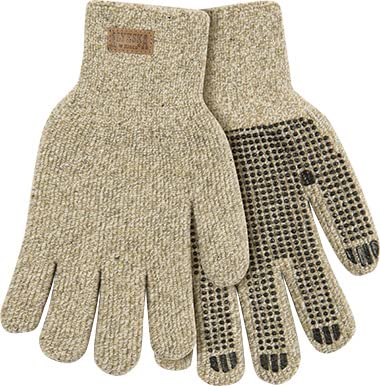 Kinco Knit Wool Gloves for Men - Alyeska Ragg Gloves 5299-L, Heavy Duty Wool with Acrylic Thermal Lining; Full Fingers with PVC Dots, Large Size, Tan - For Cold Weather, Indoors and Outdoors