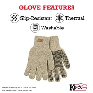 Kinco Knit Wool Gloves for Men - Alyeska Ragg Gloves 5299-L, Heavy Duty Wool with Acrylic Thermal Lining; Full Fingers with PVC Dots, Large Size, Tan - For Cold Weather, Indoors and Outdoors