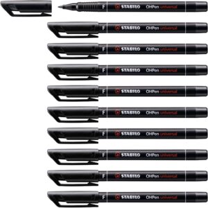 stabilo fine permanent marker - black pack of 10