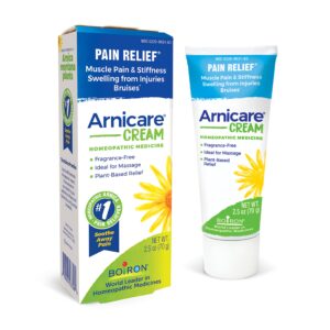 boiron arnicare cream for soothing relief of joint pain, muscle pain, muscle soreness or stiffness, and swelling from injury - fast absorbing and fragrance-free - 2.5 oz