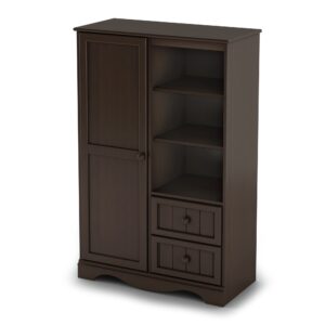 south shore 1-door armoire with adjustable shelves and storage drawers, espresso