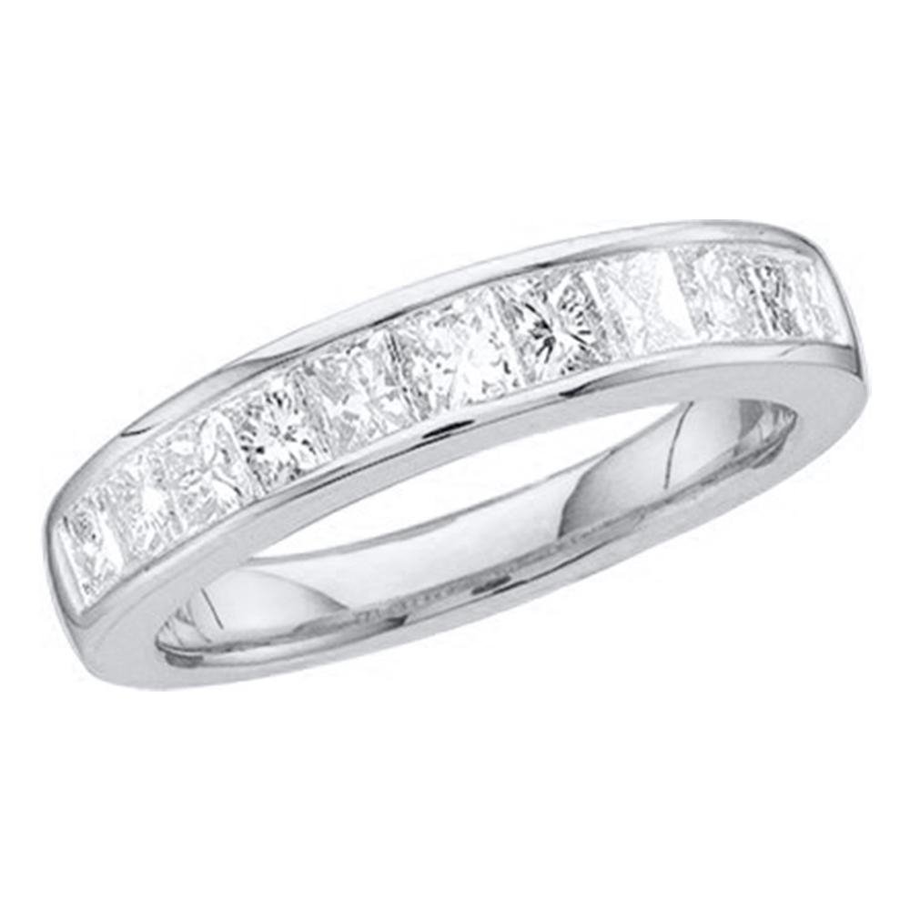 Sonia Jewels Size - 7.5-14k White Gold Princess Cut Channel Set Eleven Diamond Ladies Womens 11 Stone Wedding or Anniversary 3mm Ring Band (1/2 cttw)