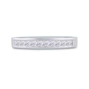 Sonia Jewels Size - 7.5-14k White Gold Princess Cut Channel Set Eleven Diamond Ladies Womens 11 Stone Wedding or Anniversary 3mm Ring Band (1/2 cttw)