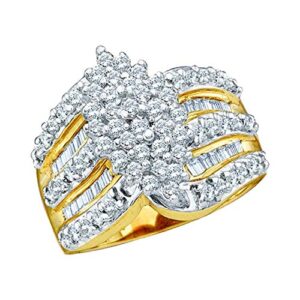 sonia jewels size - 6-10k yellow and white two 2 tone gold large marquise shape cluster round cut & baguette diamond engagement wedding ring band 15mm (1.02 cttw)