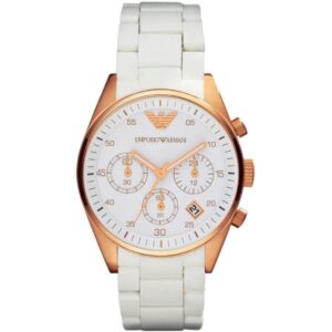 emporio armani women's ar5920 sportivo white dial watch