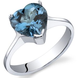 peora cupids heart 2.25 carats london blue topaz ring in sterling silver size 6