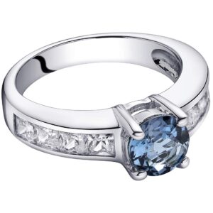 PEORA London Blue Topaz Promise Ring in Sterling Silver, Natural Gemstone, Solitaire Round Shape, 7mm, 1.50 Carats total, Size 5