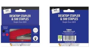 just stationery stapler with 500 no 26 staples, assorted colours