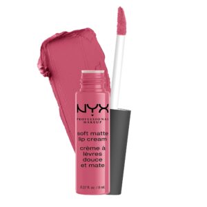 nyx professional makeup soft matte lip cream, lightweight liquid lipstick - milan (dark pink-brown)