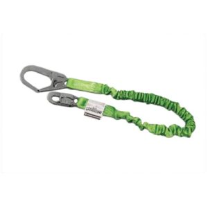 honeywell 219m-z7/6ftgn miller single leg maynard ii shock-absorbing stretchable web lanyard with locking snap hook and 2 1/2" locking rebar hook, 6', green