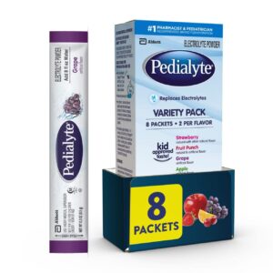 pedialyte electrolyte powder packets, variety pack, hydration drink, 8 single-serving powder packets