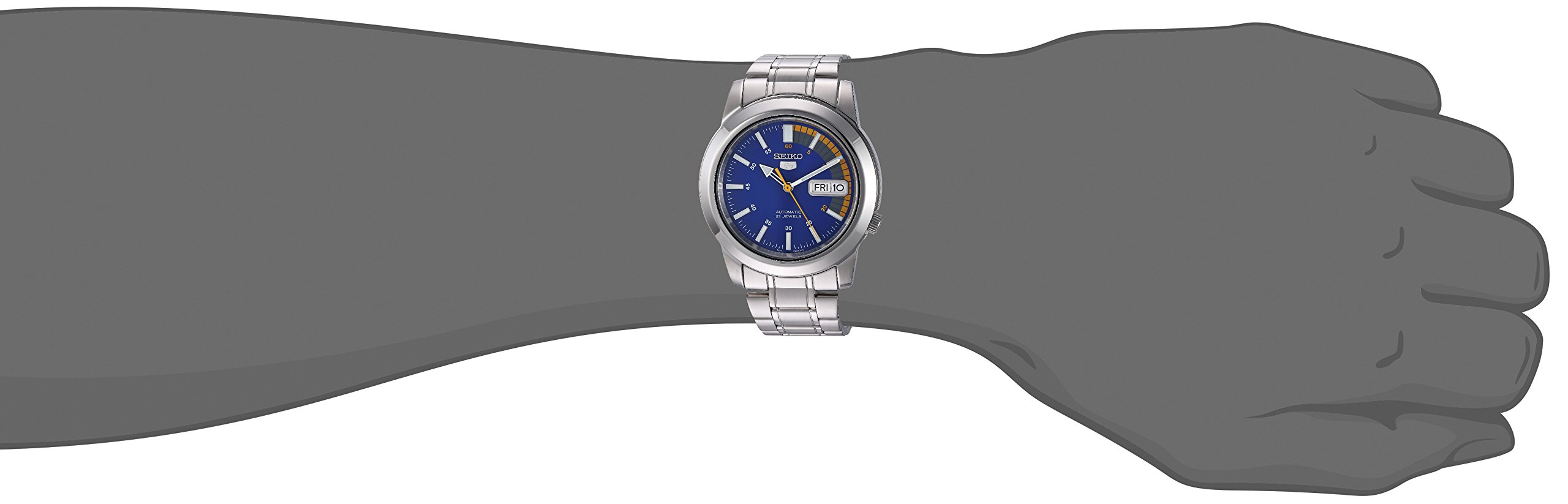 SEIKO SNKK27 Automatic Watch for Men 5-7S Collection - Blue Dial with Contrast, Day/Date Calendar, Luminous Hands, Stainless Steel Case & Bracelet