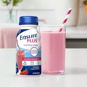 Ensure Plus Strawberry Nutrition Shake, Meal Replacement Shake, 6 Pack