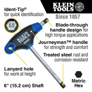 Klein Tools JTH68M T-Handle Hex Key Set, Metric Sizes Allen Wrench Set with 6-Inch Blades, Stand Included, 8-Piece