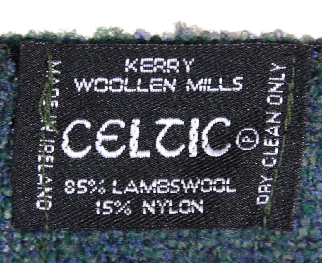 Kerry Woollen Mills Celtic Ruana Long Shawl Irish Wool Lambswool Blackberry Green