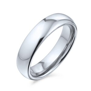 bling jewelry plain simple dome couples titanium wedding band polished ring for men for women comfort fit silver tone 5mm