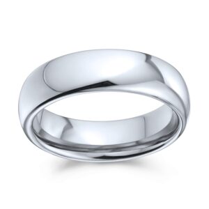 Bling Jewelry Plain Simple Dome Couples Titanium Wedding Band Polished Ring For Men For Women Comfort Fit Silver Tone 5MM